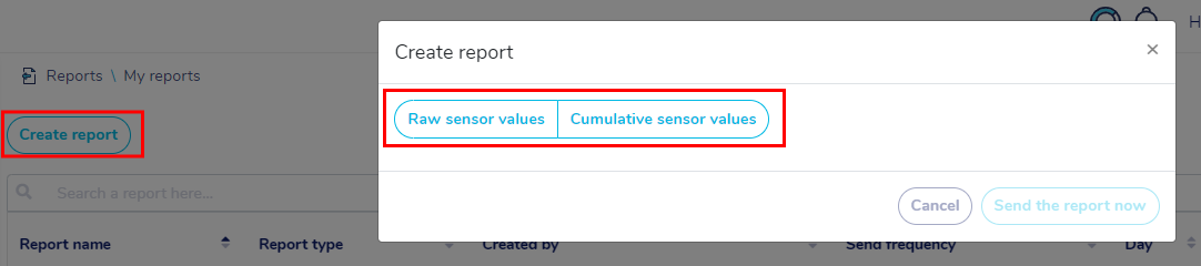 Create/edit sensor data reports. Send the report. – Centro de Ayuda